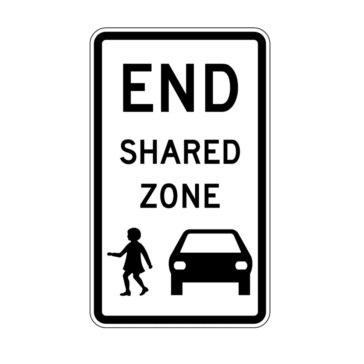 Buy End Shared Zone Sign 450x750mm - Traffic, Road & Safety Signs ...